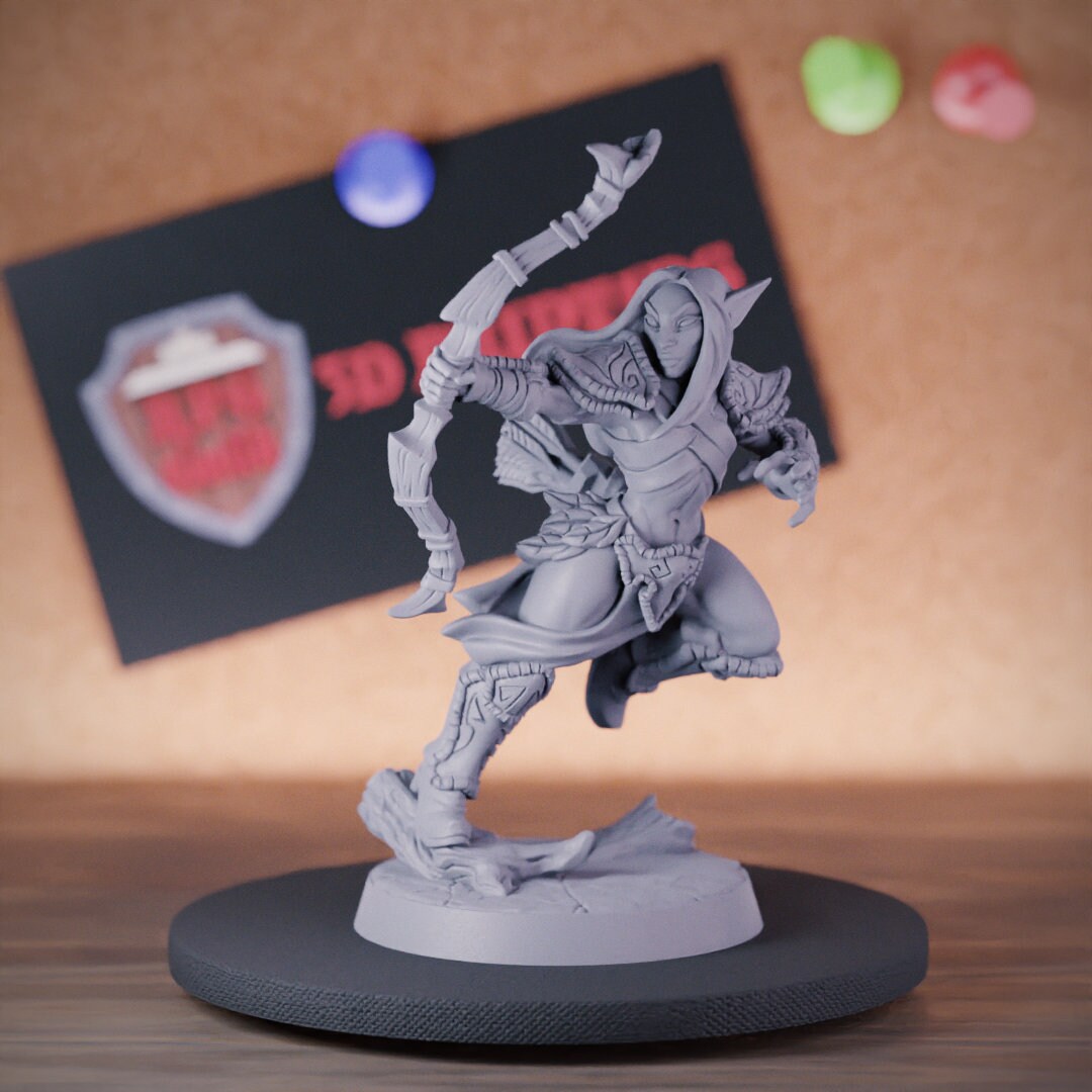 Female Elf Archer Miniature Alfar Dungeons and Dragons Mini RPG ...