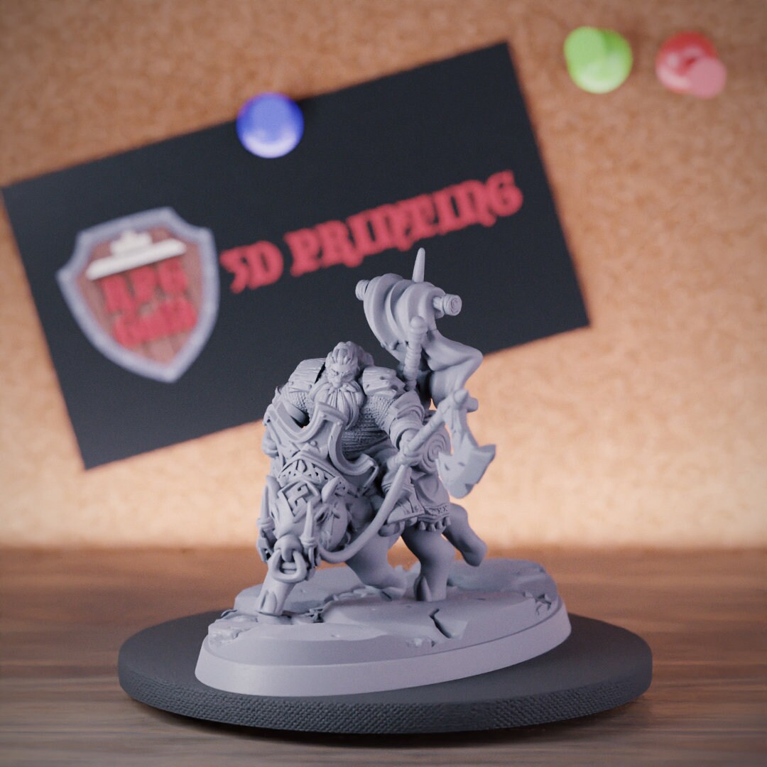 Dwarf Cavalry Miniature Warrior Dwarf Dungeons and Dragons Mini RPG ...