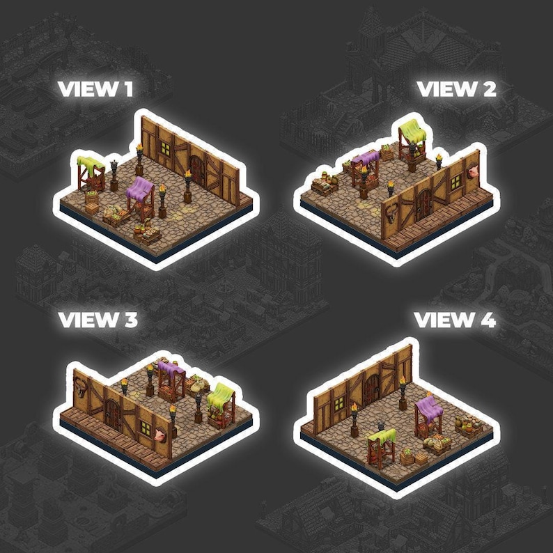 Dnd Town Terrain Trading Point Tiles Dungeon Modular Medieval City ...