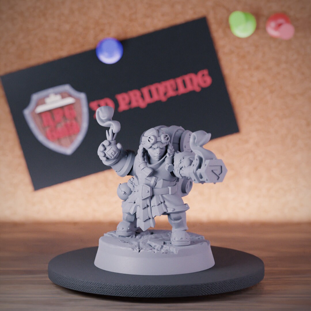 Female Dwarf Artificer Miniature Engineer Dungeons and Dragons Mini RPG ...