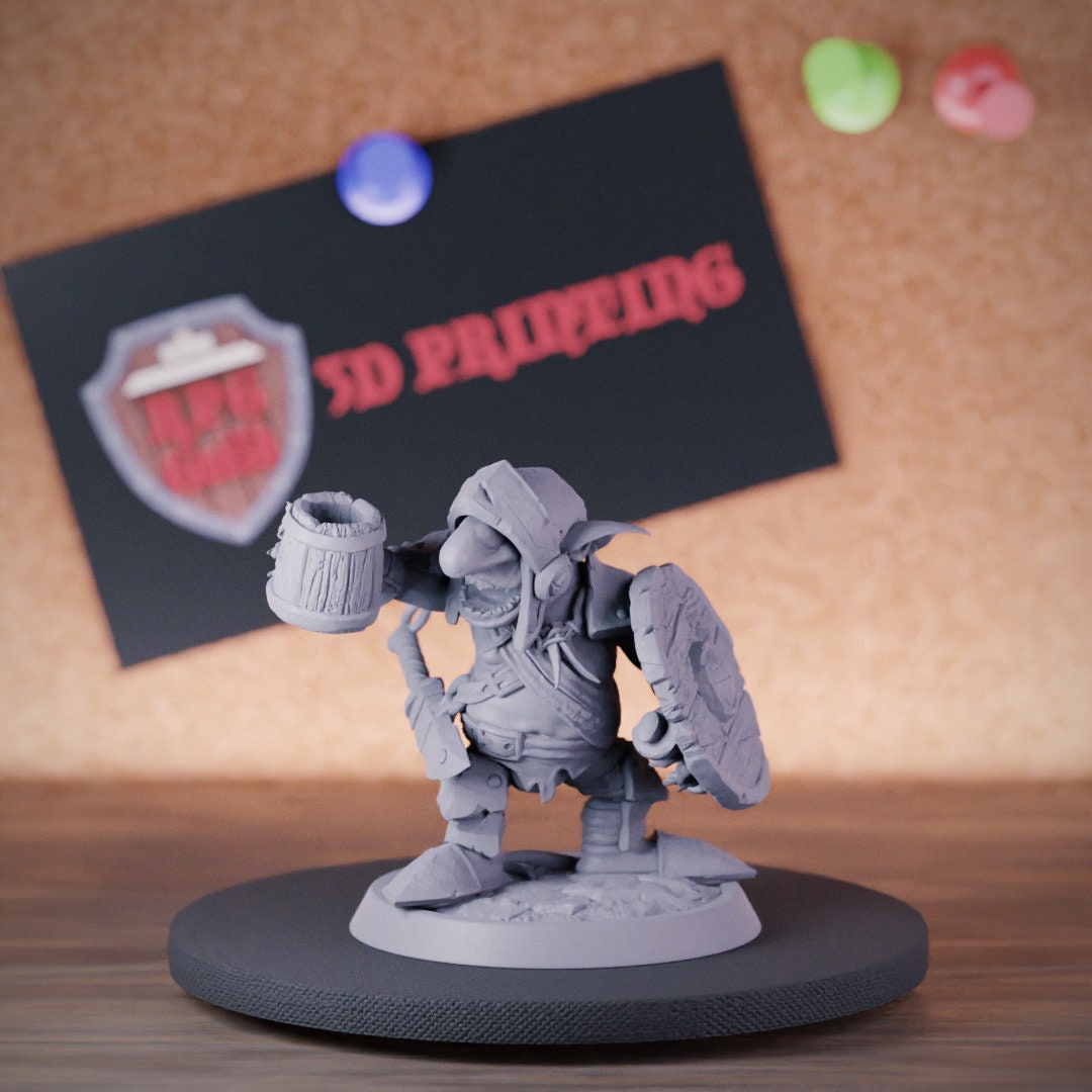 Drunken Goblin Warrior Miniature Monster Mini Dungeons and Dragons Mini RPG Tabletop Miniature ...