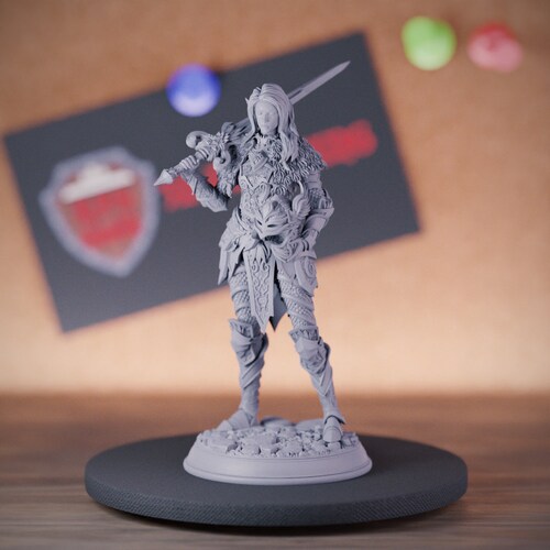 Female Elf Fighter Miniature D&D Dungeons and Dragons - Etsy