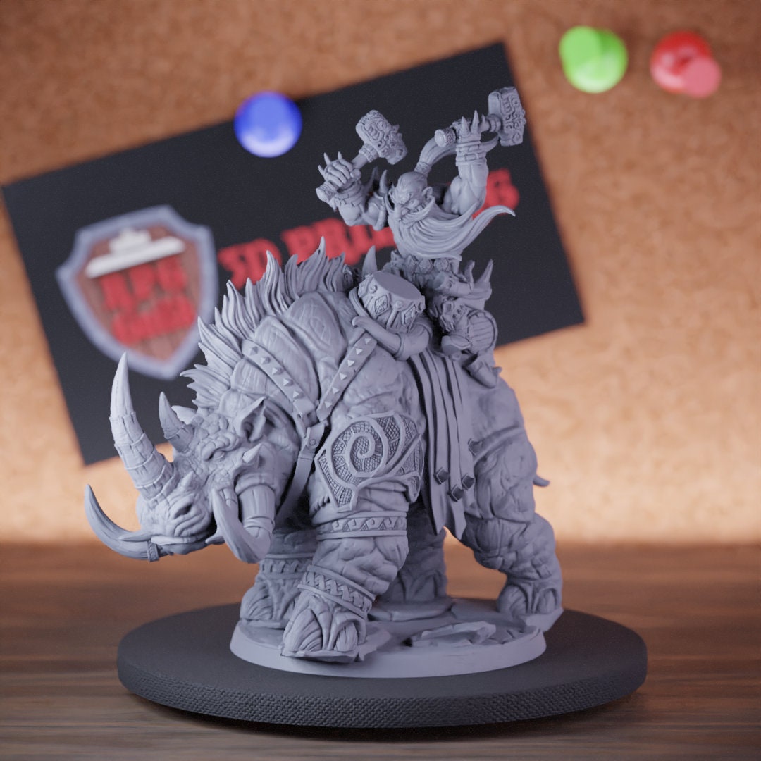 Dwarf Monster Rider Miniature Brute Dungeons and Dragons Mini RPG ...