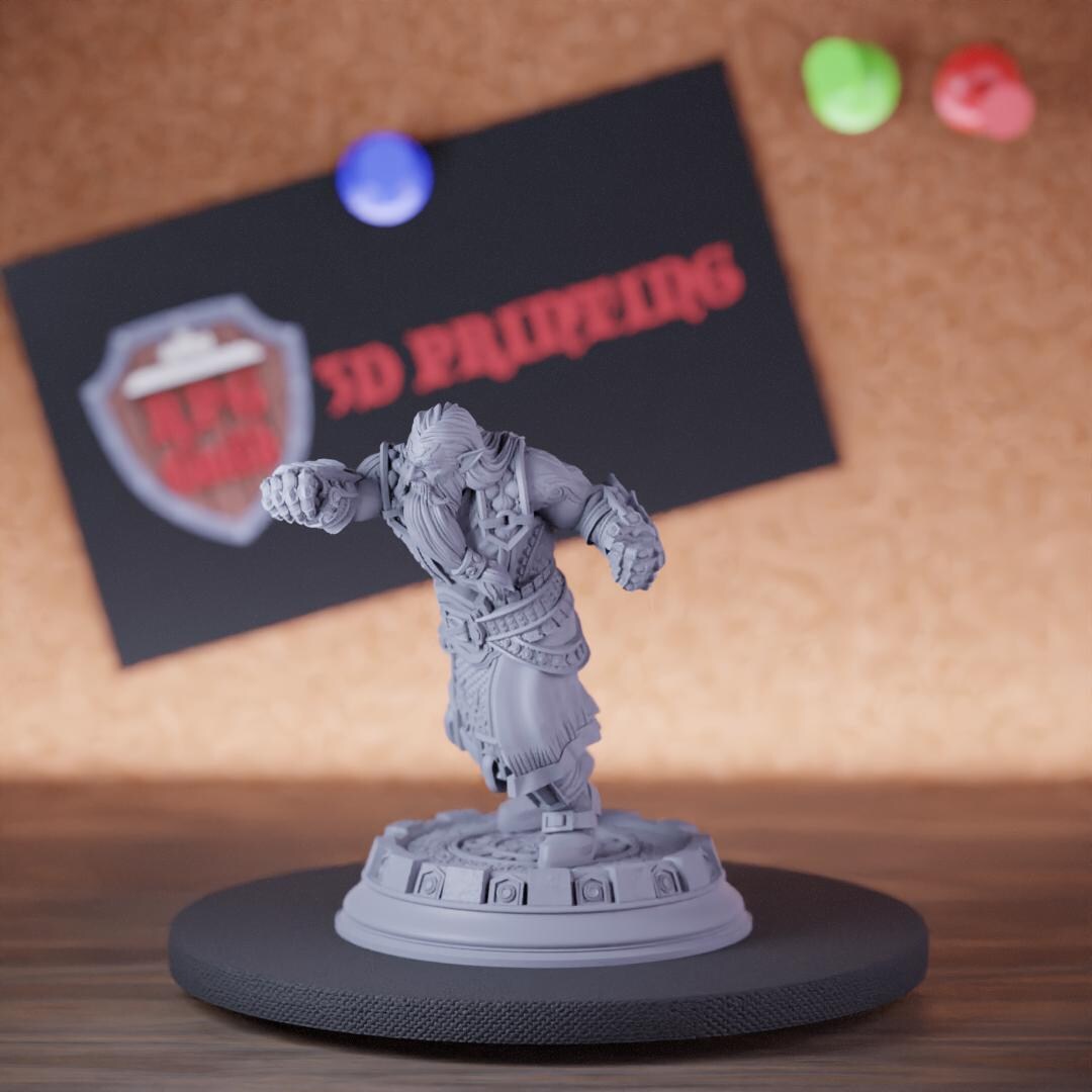 Dwarf Monk With Gauntlets Miniature | 28mm-75mm | Resin 3D Printed D&D ...