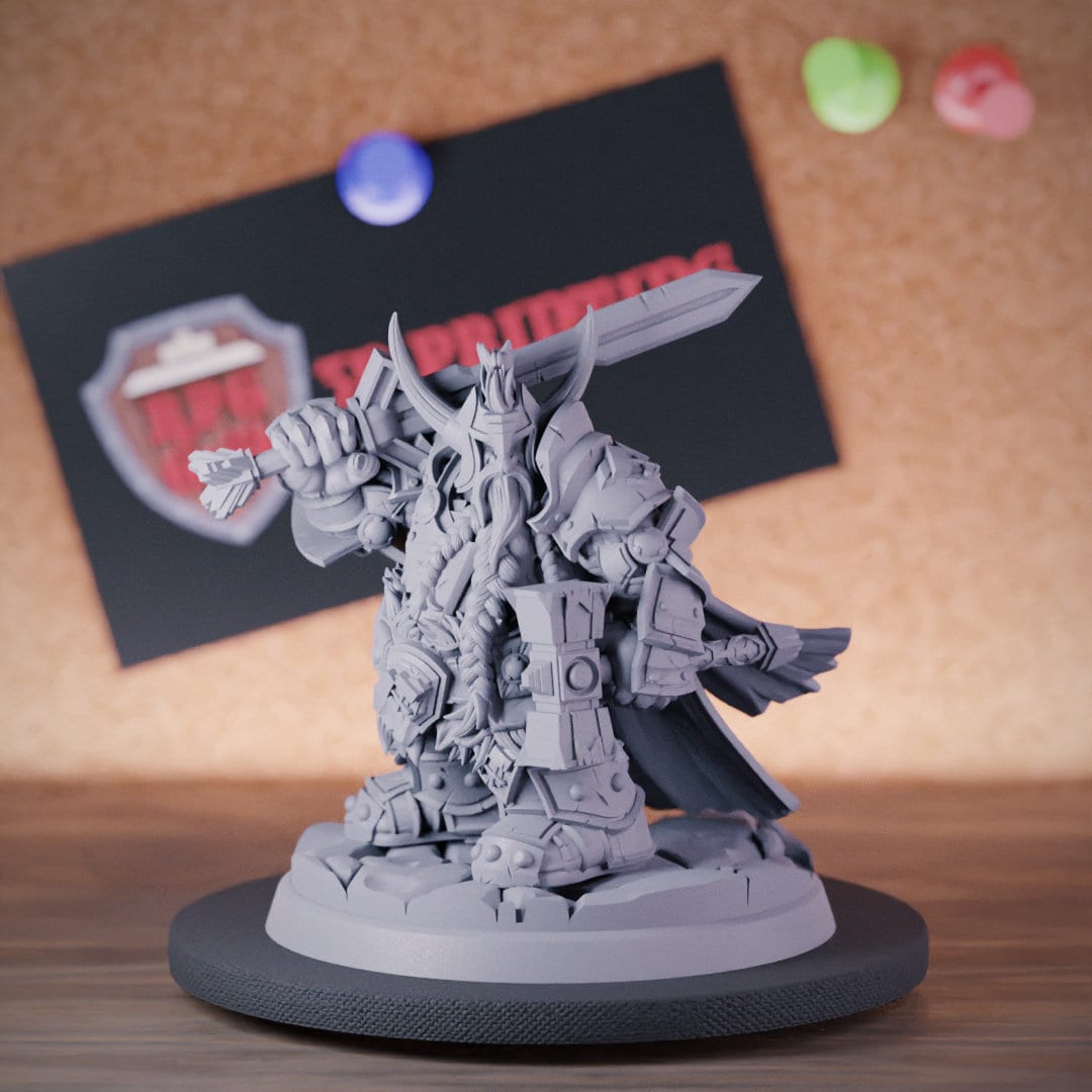Dwarf Paladin Miniature Fighter Dungeons and Dragons Mini RPG Tabletop ...