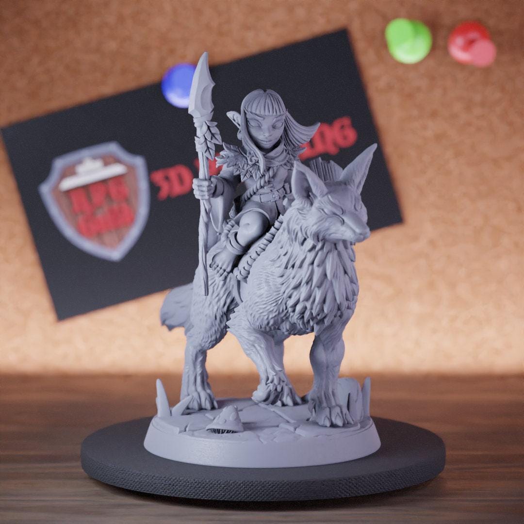 Female Beast Rider Miniature Halfling Mini Dungeons and Dragons Mini ...