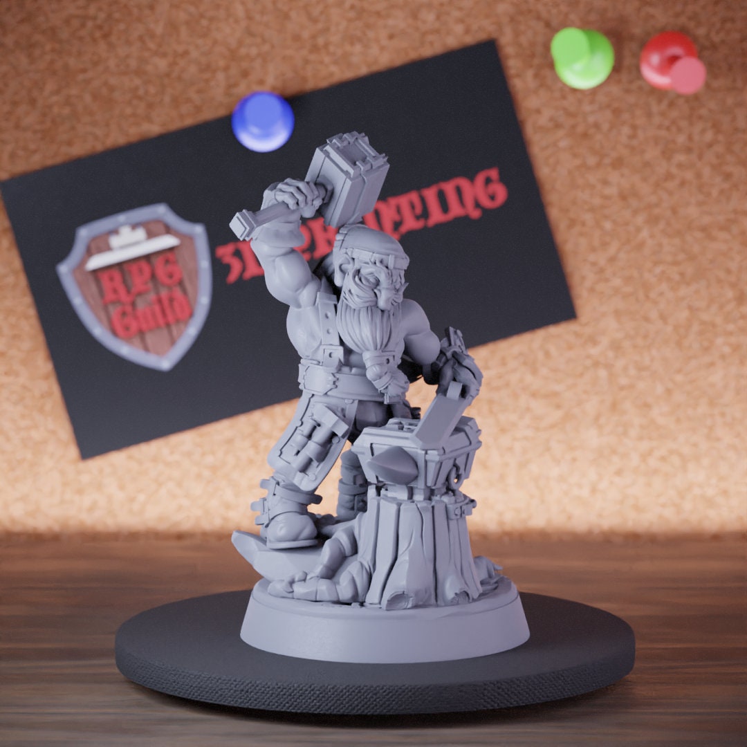 Dwarf Blacksmith Miniature Mine Worker Mini Dungeons and Dragons RPG ...