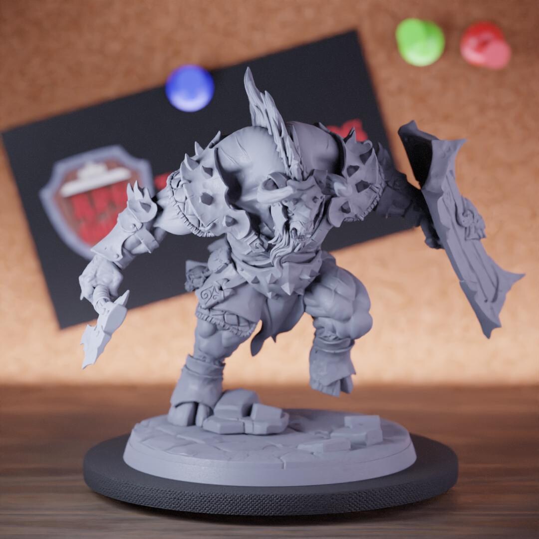 Minotaur Defender Miniature Axe Fighter Mini Dungeons and Dragons RPG ...