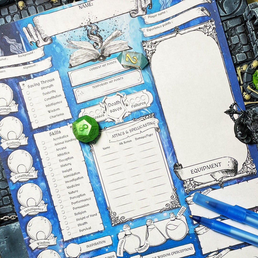 Buy Dnd 5e Character Sheet Wizard Printable D&D 5e Wizard Sheet Online ...