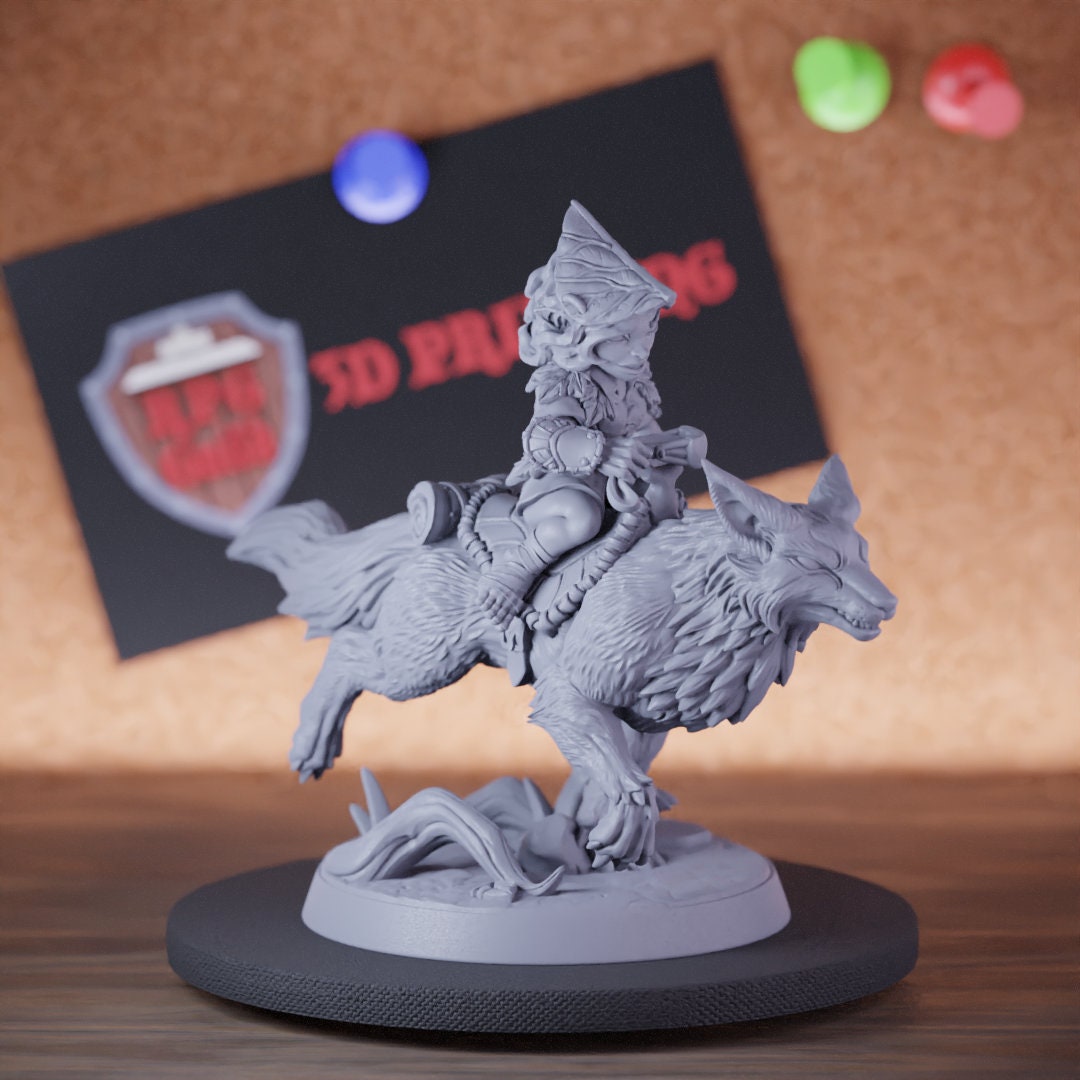 Female Fox Rider Miniature Ranger Halfling Mini Dungeons and Dragons ...