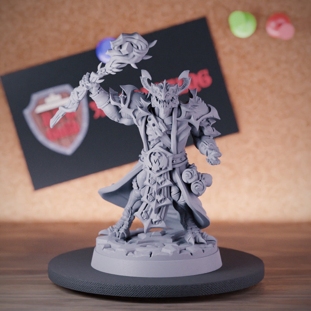 Dragonborn Druid Miniature Tiamat Cultist Dungeons and Dragons Mini RPG ...