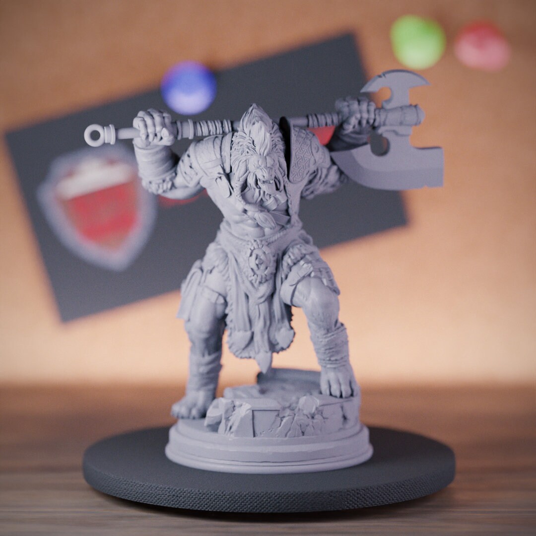 Lionfolk Barbarian Miniature Dungeons and Dragons Mini RPG Tabletop ...