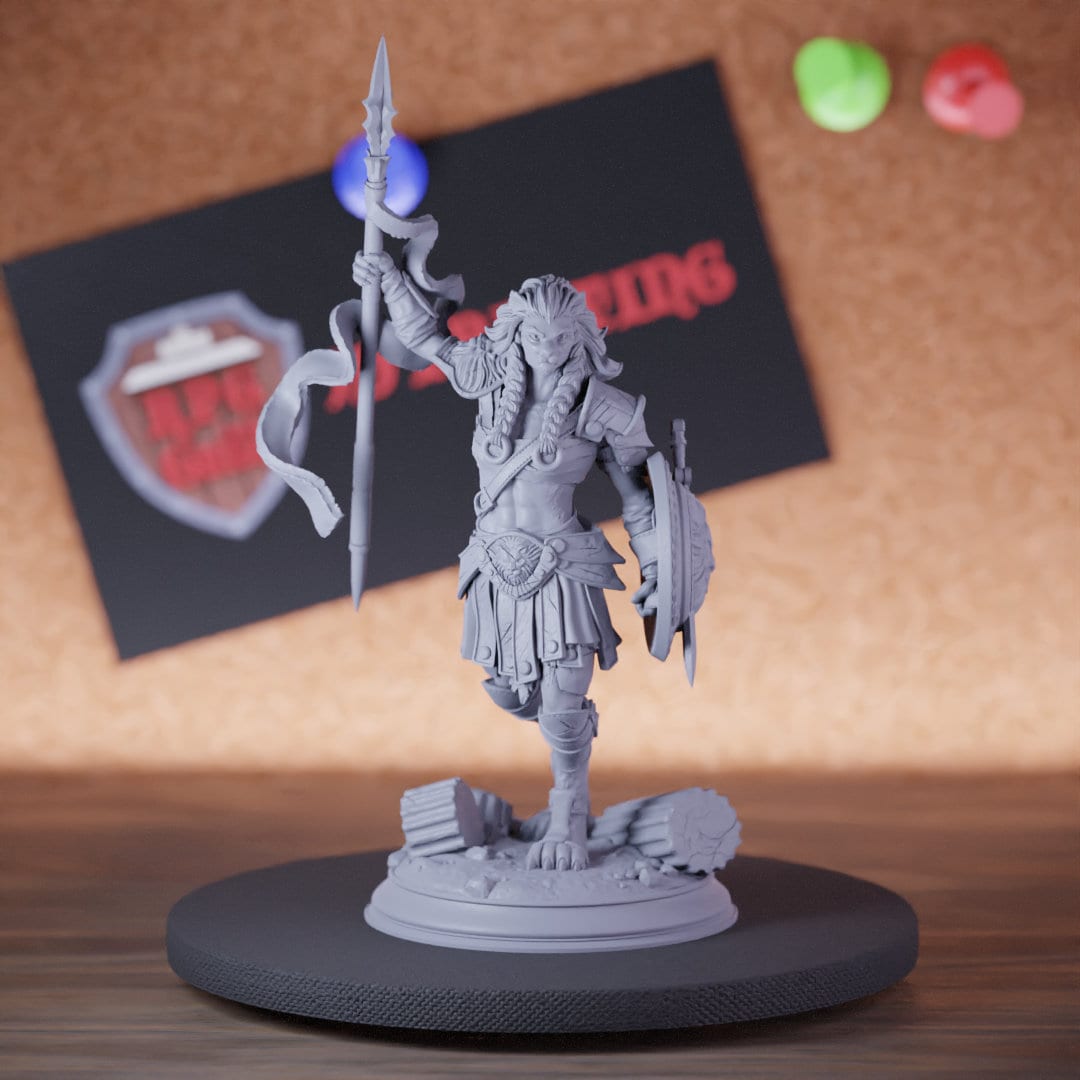 Female Leonin Miniature Barbarian Gladiato Mini Dungeons and Dragons ...