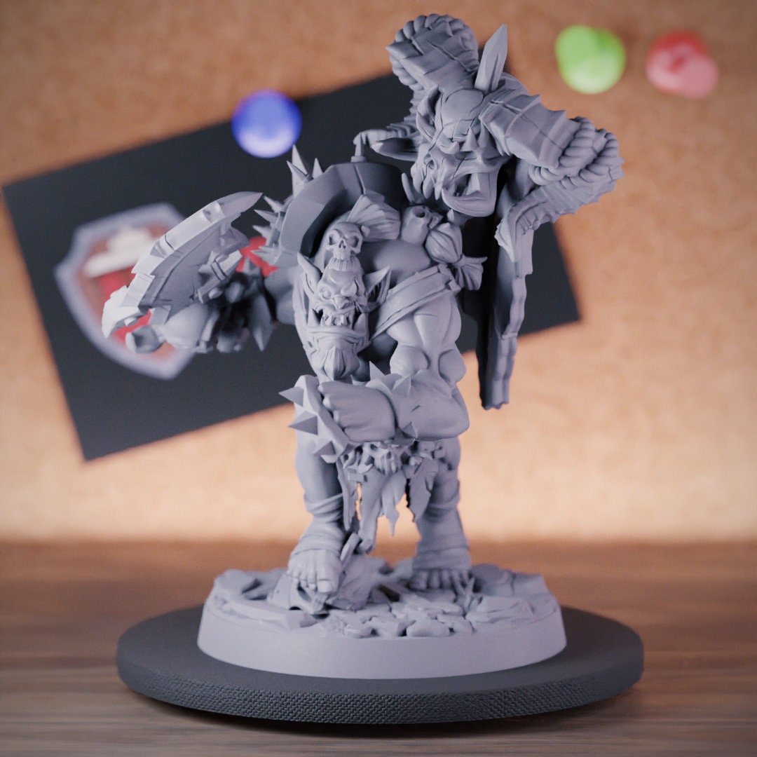 Orc Lieutenant Miniature Monster Ogre Savage Dungeons and Dragons Mini ...