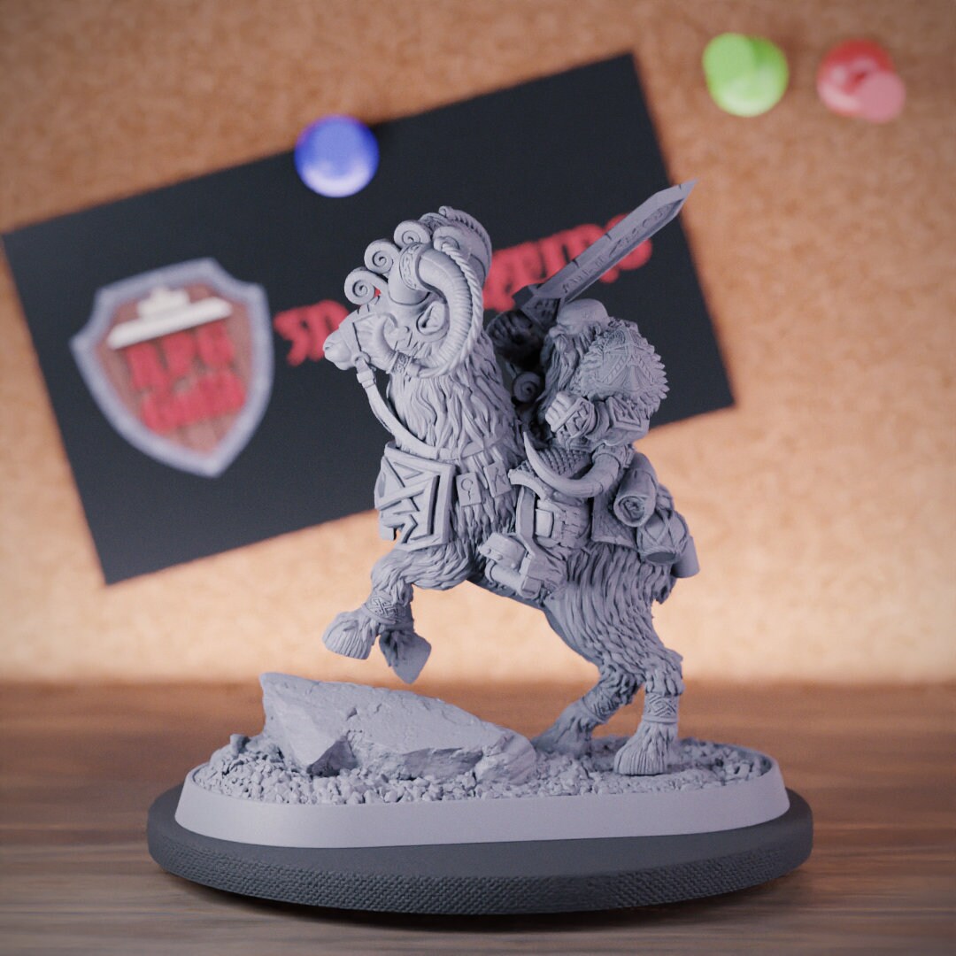 Dwarf Goat Rider Miniature Fighter Dungeons and Dragons Mini RPG ...