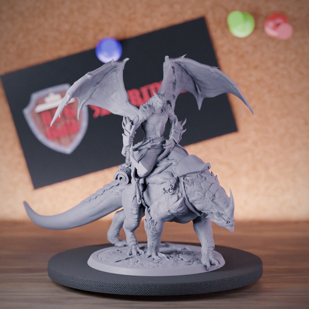 Dragonborn Champion Miniature Mounted Monster Mini Dungeons and Dragons ...