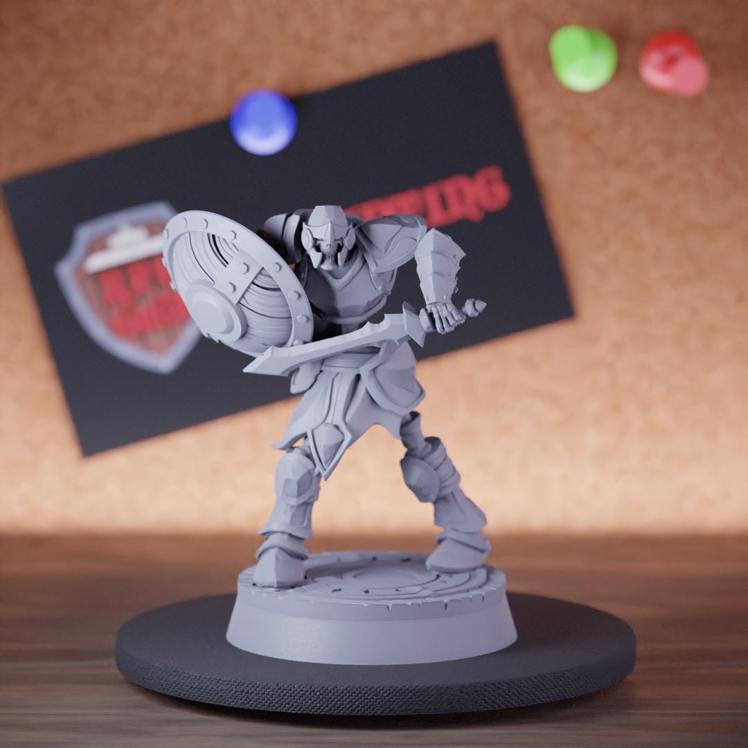 Skeleton Knight Miniature Sword Defender Dungeons and Dragons Mini RPG ...