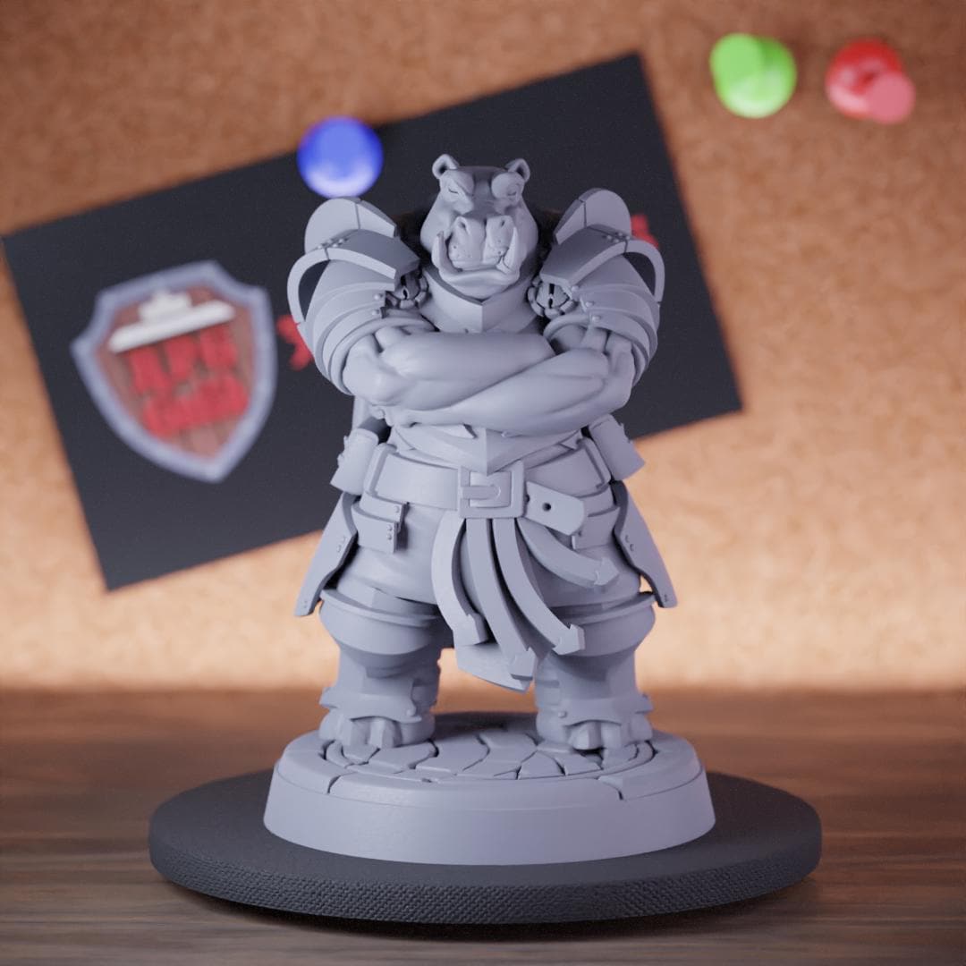 Giff Warrior Infantry Miniature Hippo Fighter Dungeons and Dragons Mini ...