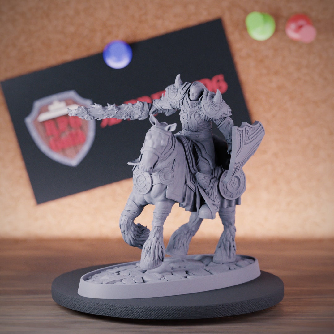 Fighter Mounted Fire Paladin Miniature Dungeons and Dragons Mini RPG ...