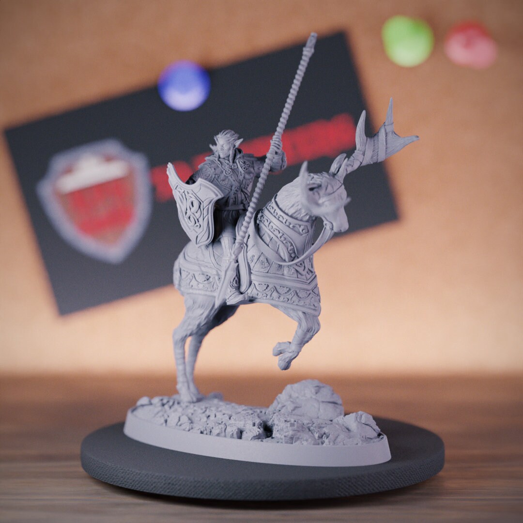 Elf Deer Mounted Miniature Dungeons and Dragons Mini RPG Tabletop ...