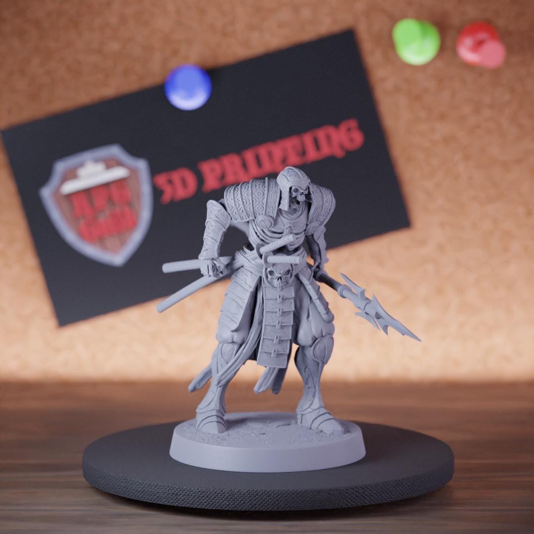 Samurai Skeleton Miniature Spear Angry Mini Dungeons and Dragons Mini ...