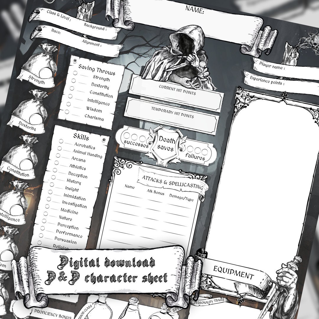 Dnd 5e Character Sheet Rogue Printable and Fillable PDF D&D 5e - Etsy