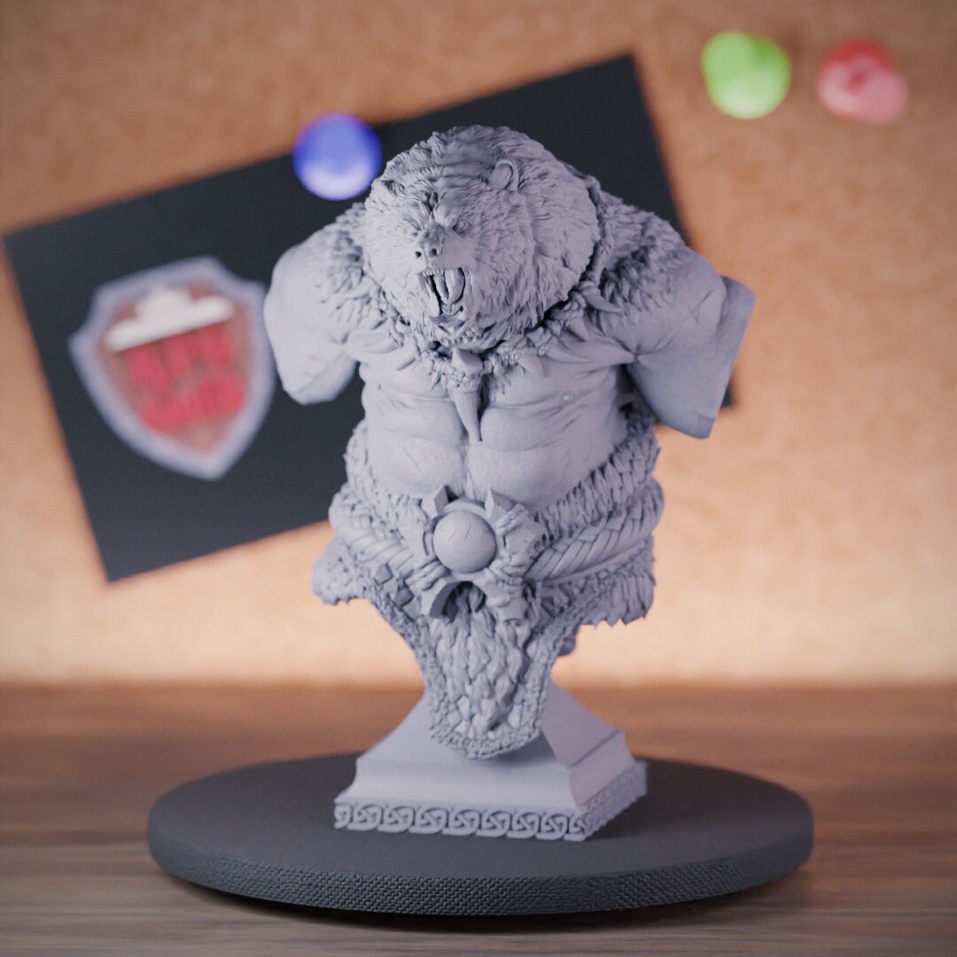 Werebear Monster Bust for Painting and Collecting DB Resin Printed ...
