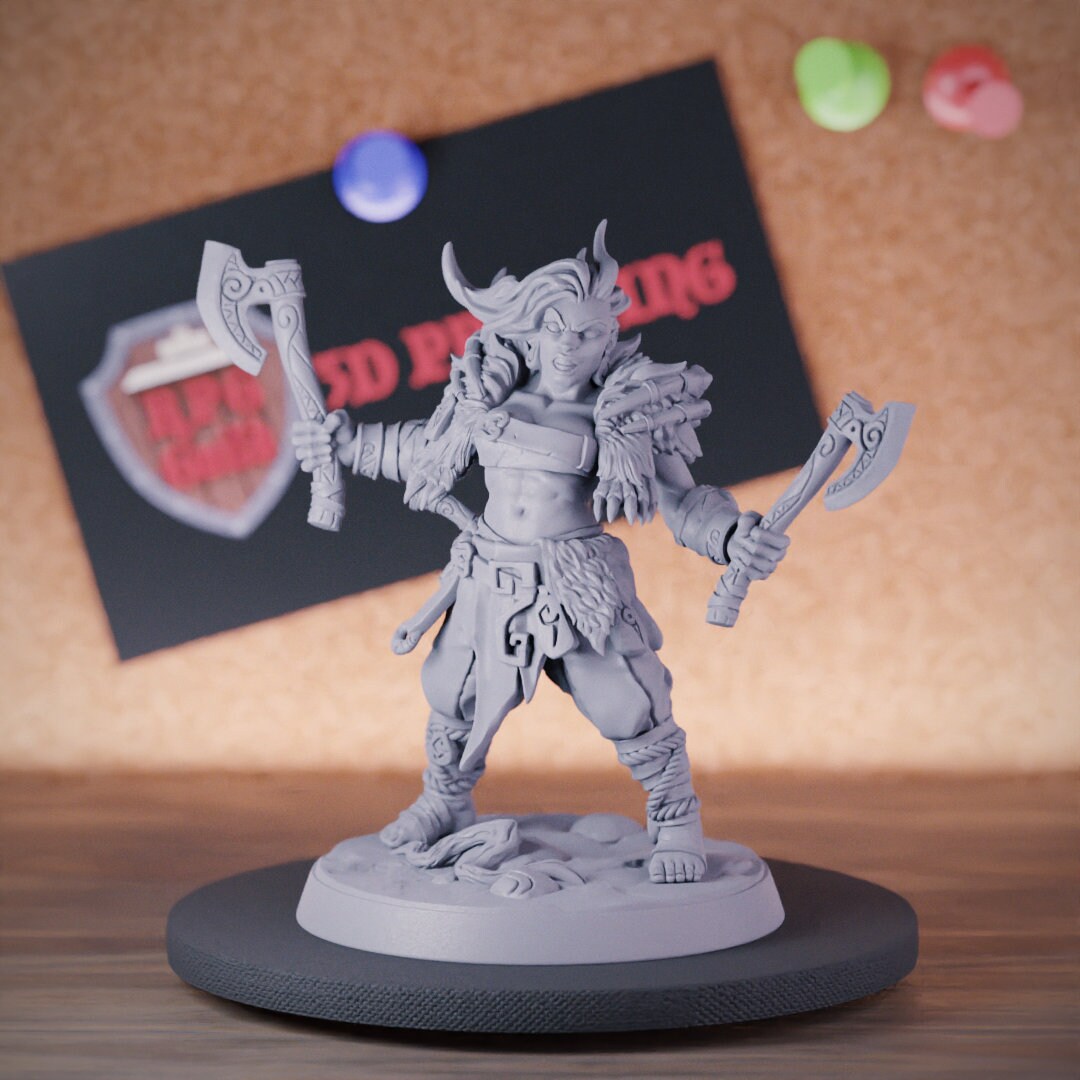 Female Northman Barbarian Miniature Fighter Human Dungeons and Dragons ...