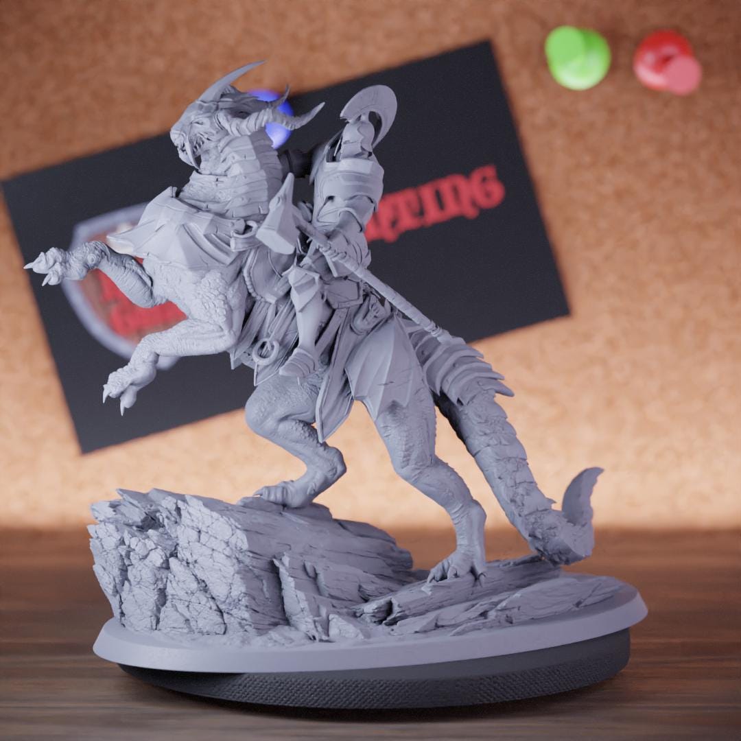 Knight Warrior Miniature Drake Rider Mini Dungeons and Dragons Mini RPG ...
