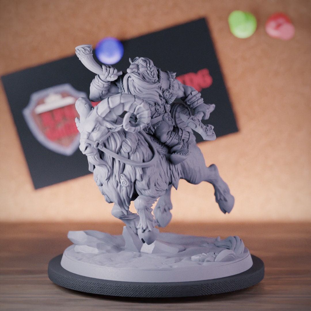 Dwarf Mounted Warrior Miniature Ram Dungeons and Dragons Mini RPG ...