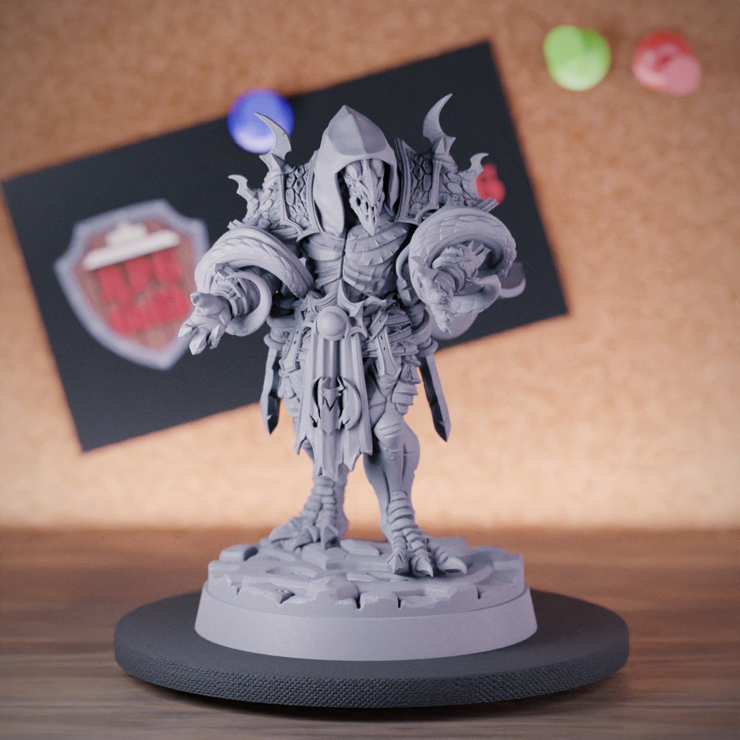 Dragonborn Wizard Miniature Sorcerer Dungeons and Dragons Mini RPG ...