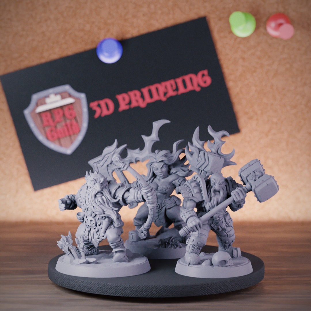 Dwarf Set Miniature Dwarf Pack Mini Dungeons and Dragons Mini RPG ...