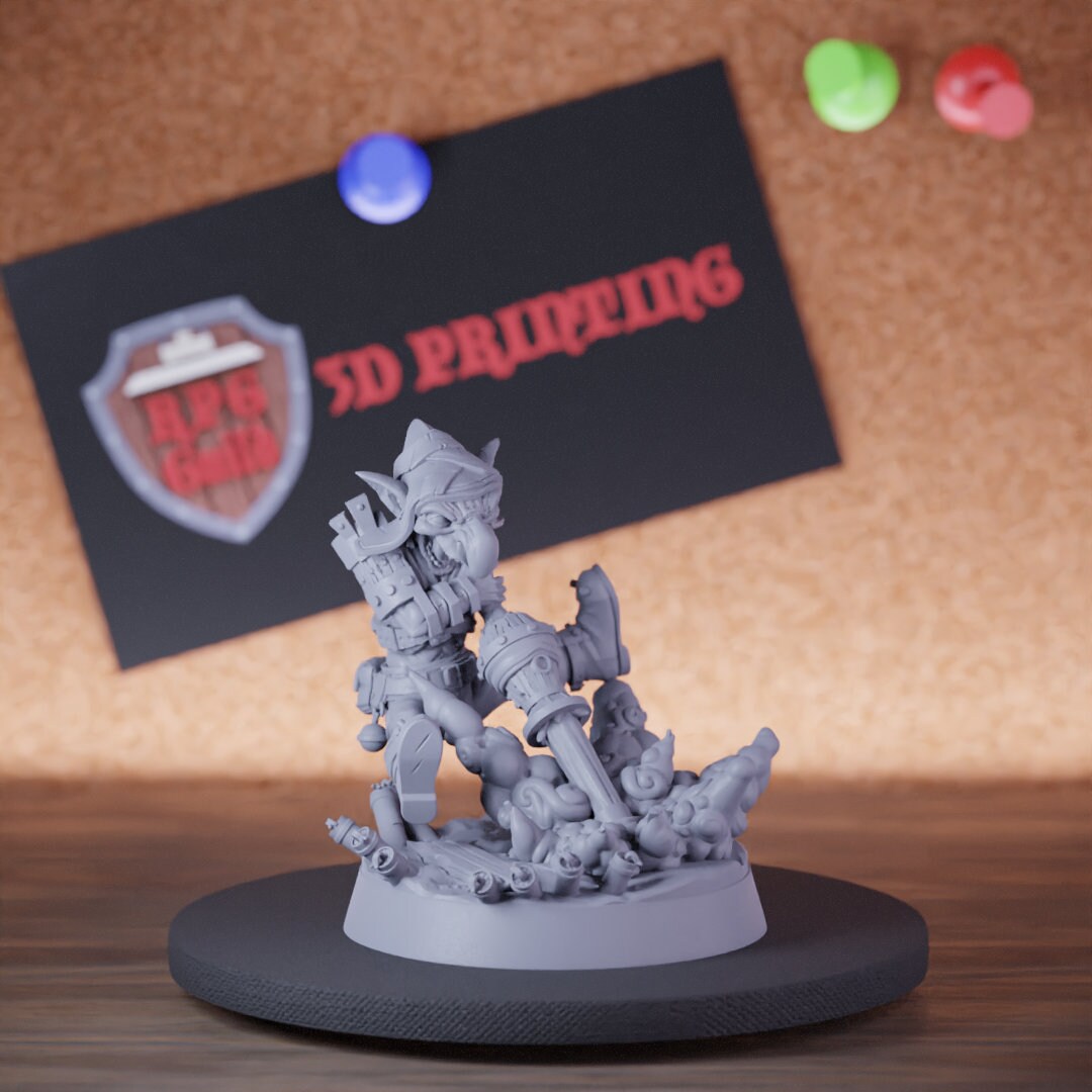 Rocket Goblin Miniature Mine Worker Dungeons and Dragons Mini RPG Tabletop Miniature Dnd ...