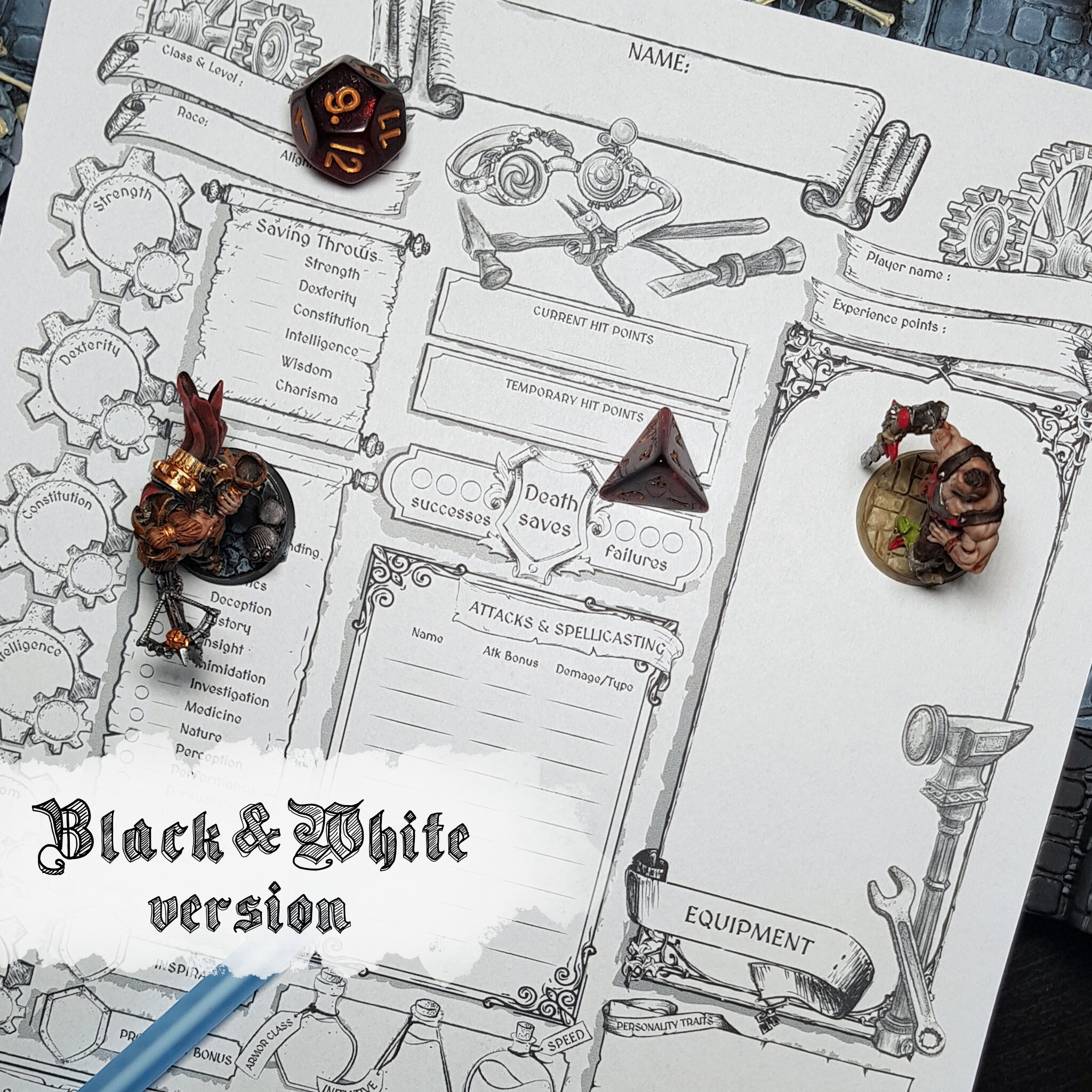 Dnd 5e Character Sheet Artificer Printable and Fillable PDF D&D 5e ...