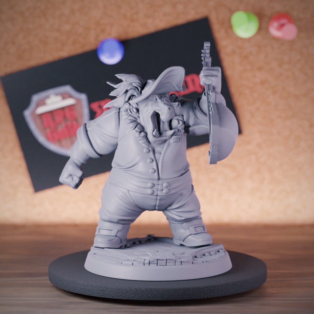 Giff Bard Lute Miniature Hippo Sailor Dungeons and Dragons Mini RPG ...