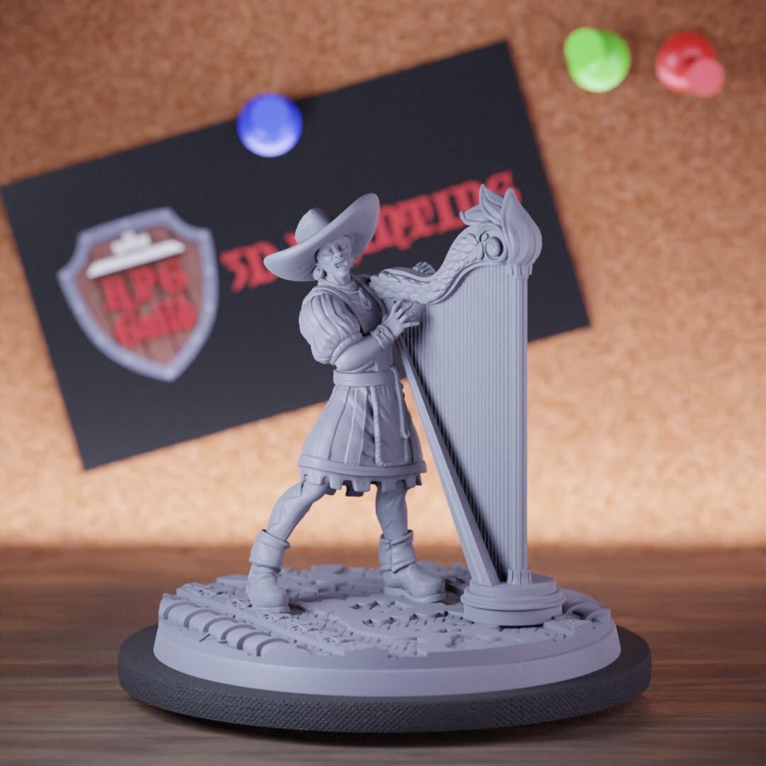 Harp Musician Miniature Inn Bard Mini Dungeons and Dragons RPG Tabletop ...
