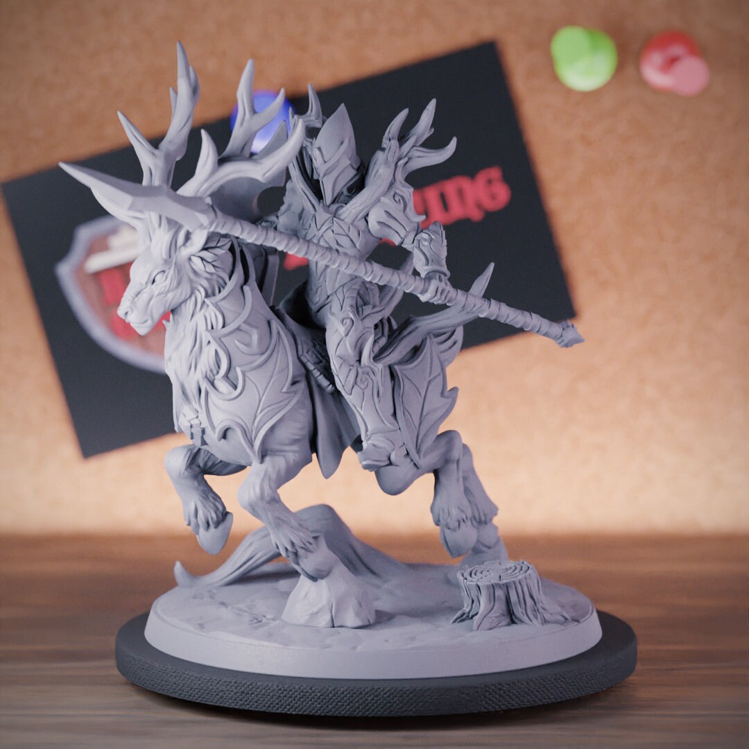 Elf Warrior Miniature Elf Stag Rider Mini Dungeons and Dragons Mini RPG ...