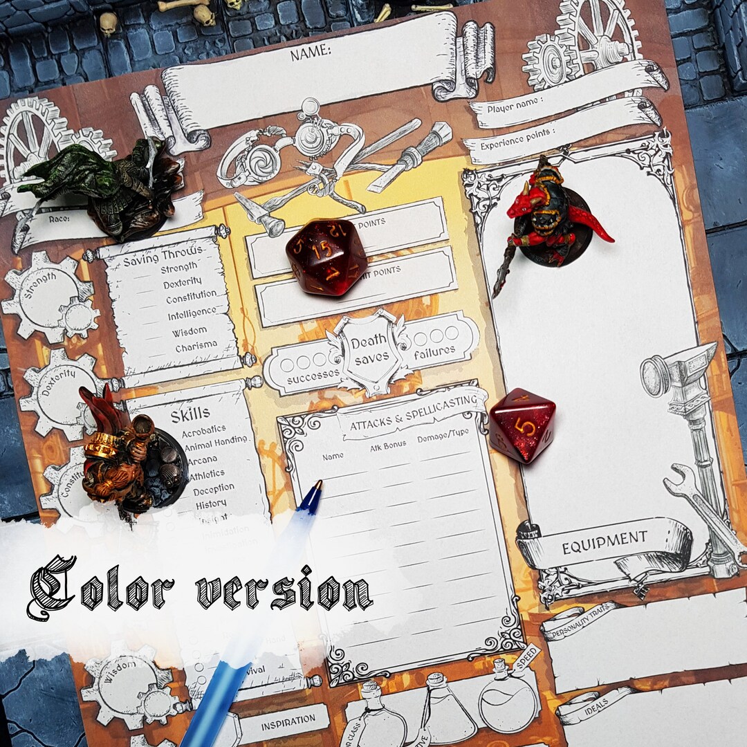 Dnd 5e Character Sheet Artificer Printable and Fillable PDF D&D 5e ...