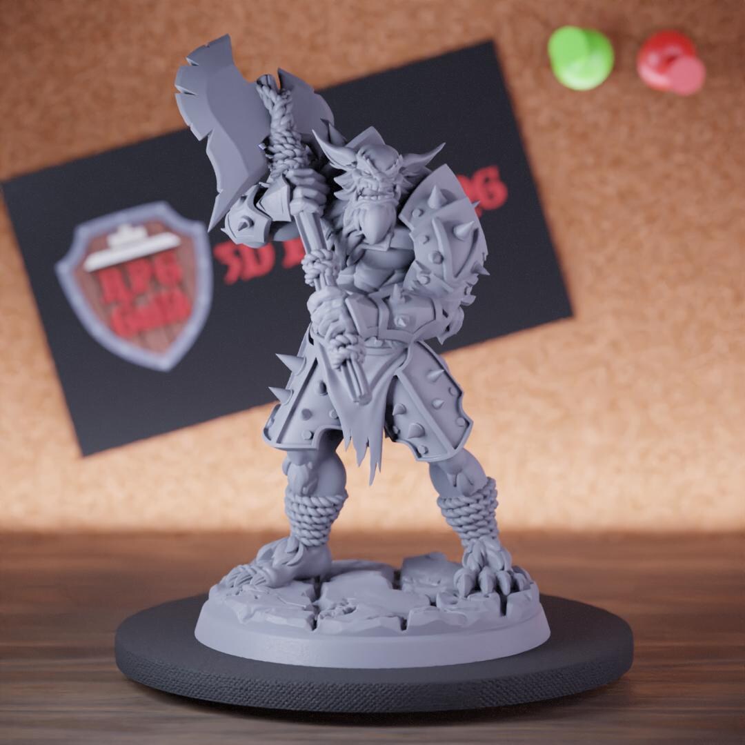 Bugbear Fighter Miniature Axe Warrior Mini Dungeons and Dragons RPG ...