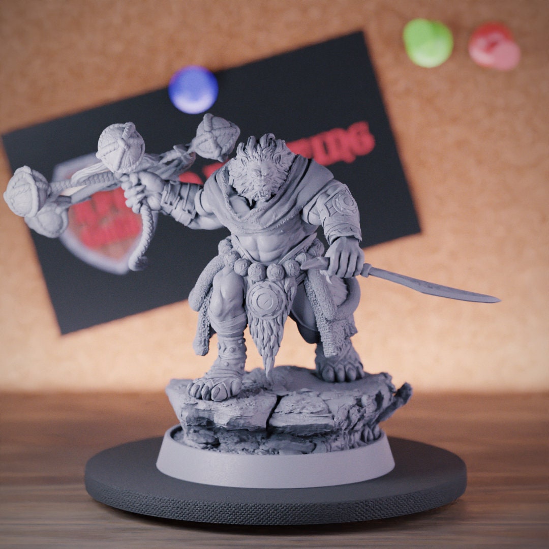 Leonin Hunter Miniature Tabaxi Ranger Dungeons and Dragons Mini RPG ...