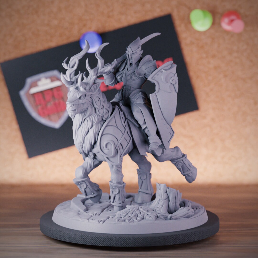 Half-elf Elk Raider Miniature Mounted Half-elf Mini Dungeons and ...