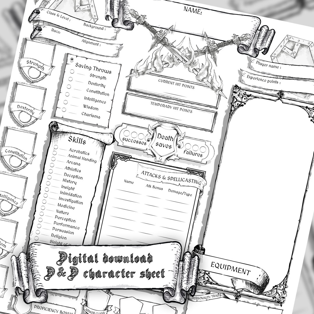 Dnd 5e Character Sheet Fighter Printable and Fillable PDF D&D 5e - Etsy UK
