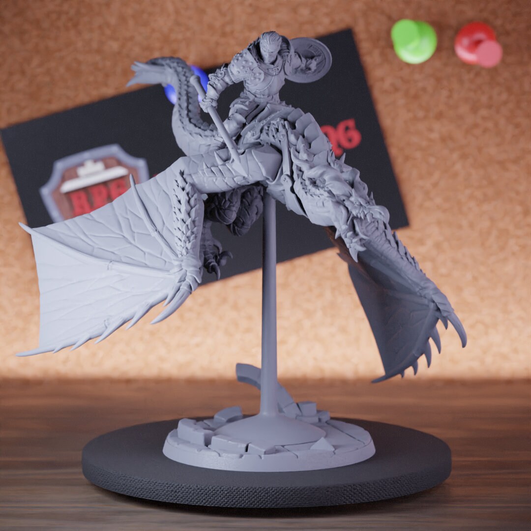 Wyvern Rider Miniature Monster Boss Mini Dungeons and Dragons Mini RPG ...