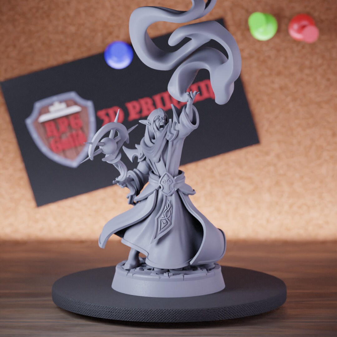 Elf Sorcerer Miniature Wizard Mini Dungeons and Dragons RPG Tabletop ...
