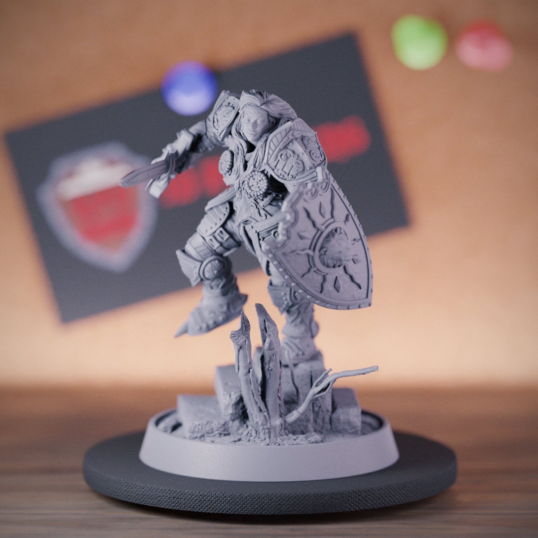 Paladin Female Shield Miniature Dungeons and Dragons Mini RPG Tabletop ...