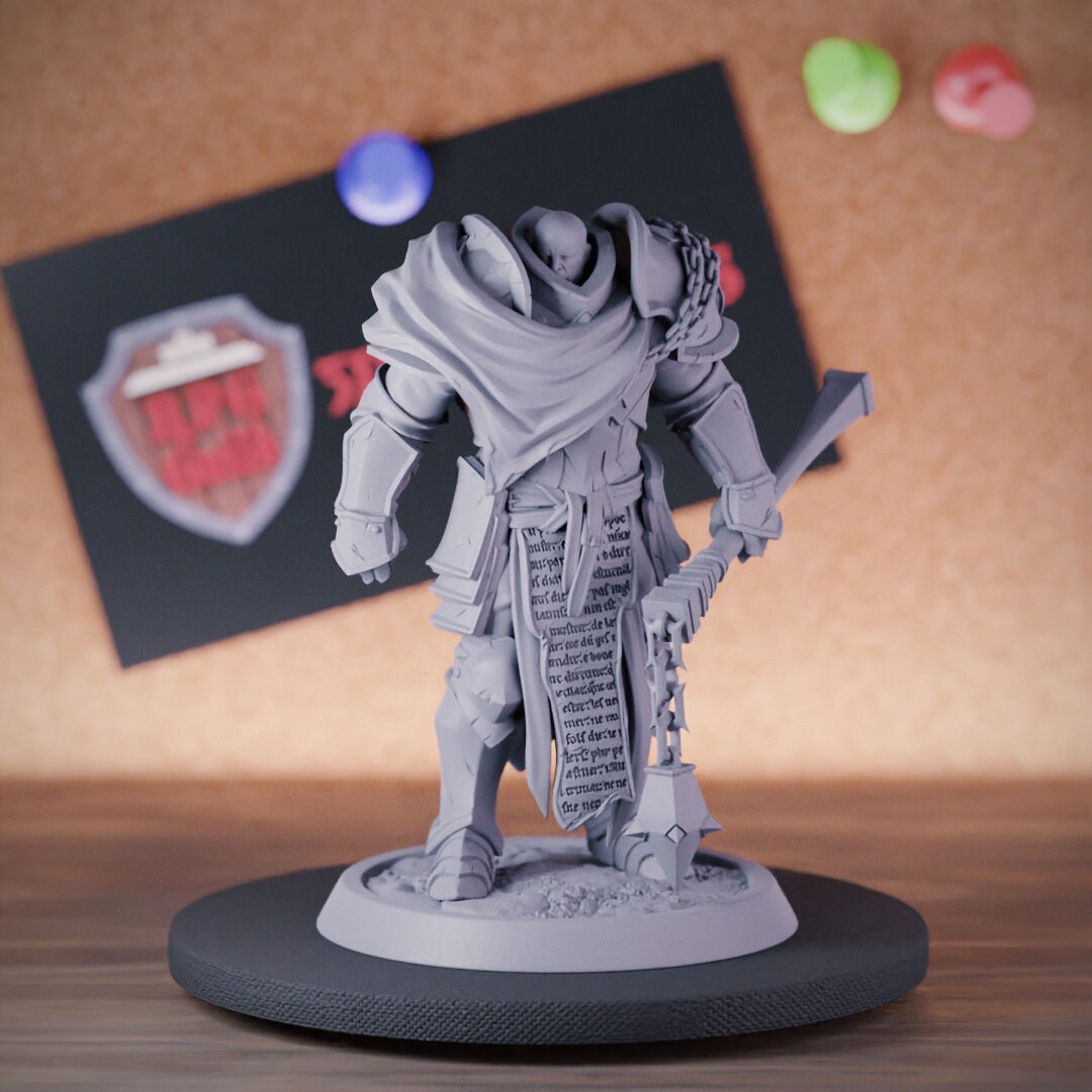 Templar Warrior Miniature Paladin Cleric Dungeons and Dragons Mini RPG ...