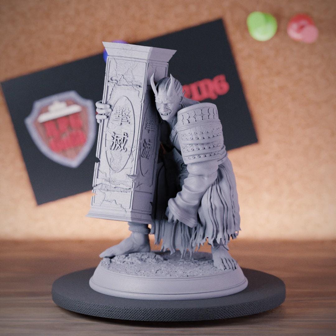 Oni Demon With Totem Miniature | 28mm 32mm 38mm 75mm | Resin 3D Printed ...