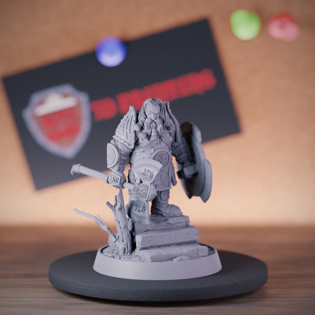 Dwarf Warrior Miniature Fighter Barbarian Mini Dungeons and Dragons Mini RPG Tabletop Miniature ...