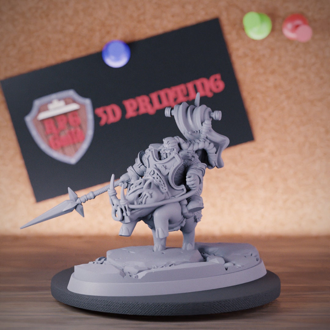Dwarf Cavalry Miniature Raider Dwarf Dungeons and Dragons Mini RPG ...