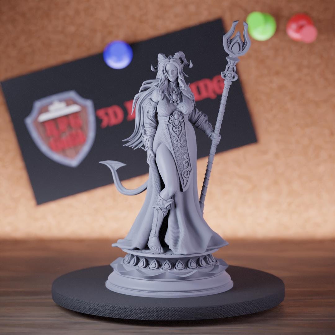 Tiefling Female Sorcerer Miniature | 28mm 32mm 38mm 75mm | Resin 3D ...